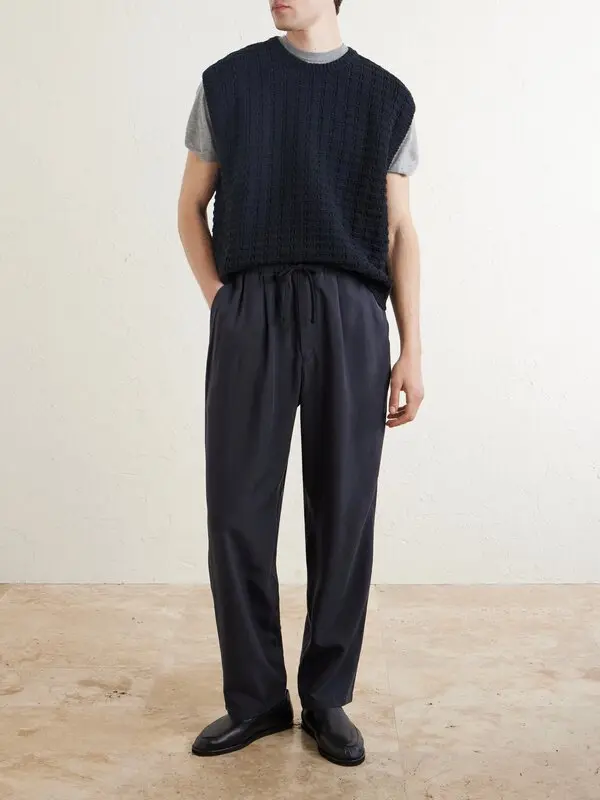KAPTAIN SUNSHINE Straight-leg Silk-gabardine Drawstring Trousers