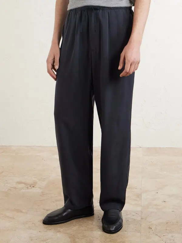 KAPTAIN SUNSHINE Straight-leg Silk-gabardine Drawstring Trousers