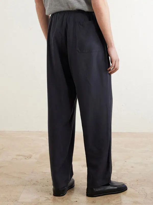 KAPTAIN SUNSHINE Straight-leg Silk-gabardine Drawstring Trousers