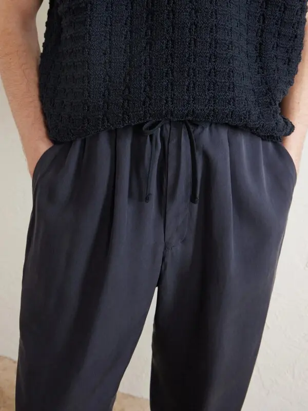 KAPTAIN SUNSHINE Straight-leg Silk-gabardine Drawstring Trousers