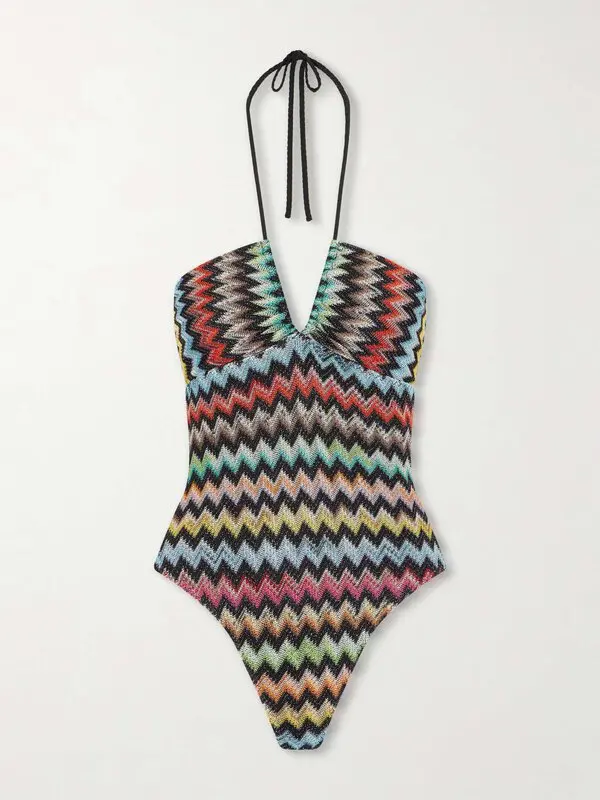 Missoni Striped Metallic Crochet-knit Swimsuit - Multi