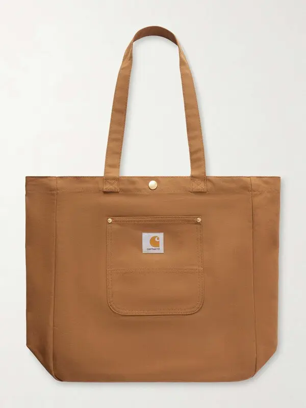 Carhartt Work In Progress Bay Logo-appliquéd Cotton-canvas Tote Bag - Brown