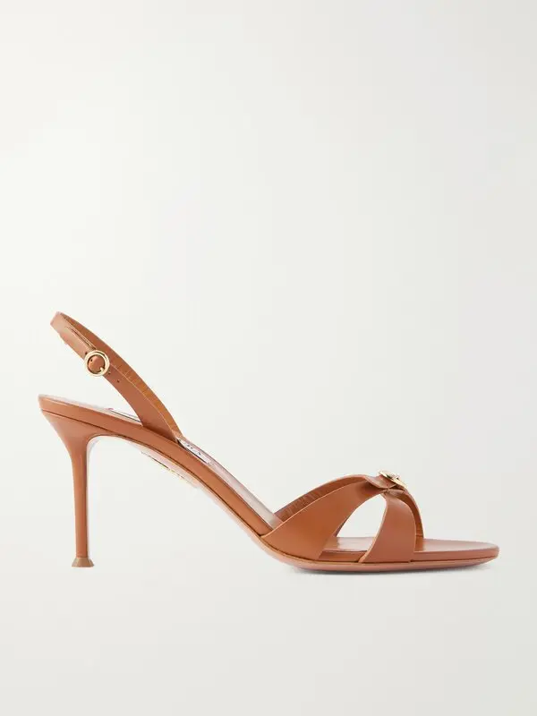 AQUAZZURA Iza 75 Leather Slingback Sandals