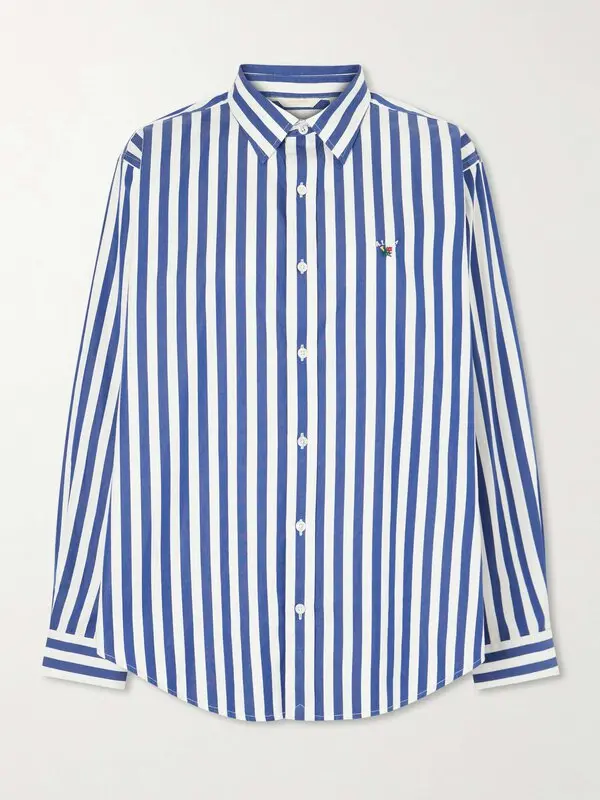 Aimé Leon Dore Striped Cotton-poplin Shirt - Navy