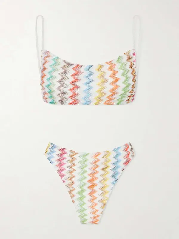 Missoni Striped Crochet-knit Triangle Bikini - White