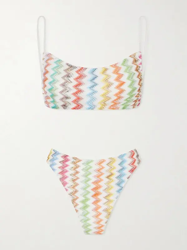 Missoni Striped Crochet-knit Triangle Bikini - White