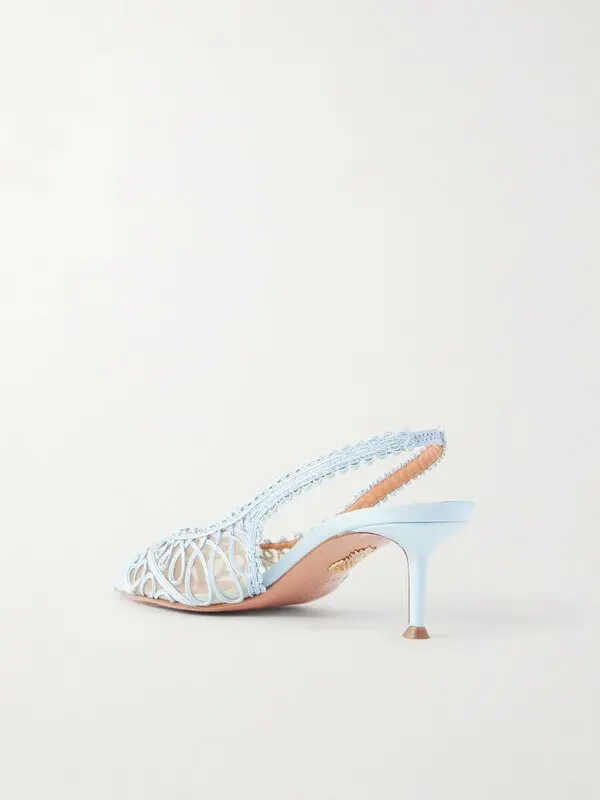 AQUAZZURA Kahlo 50 Embroidered Slingback Pumps - Blue
