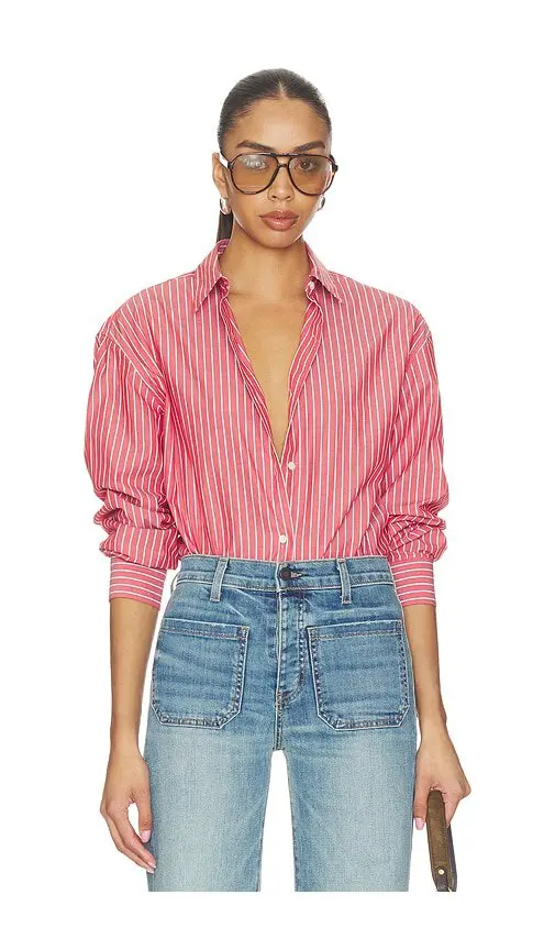 NILI LOTAN Yorke Shirt - Red And White Stripe