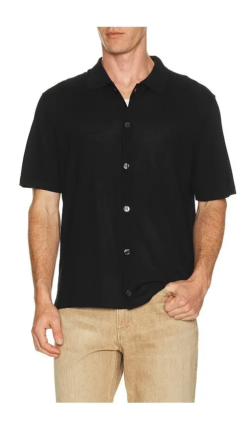 Theory Regal Merino Relaxed Button Down - Black