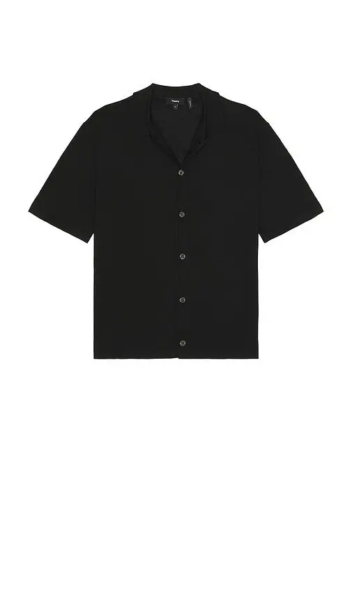 Theory Regal Merino Relaxed Button Down - Black