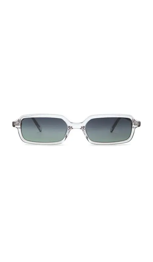 MESSYWEEKEND Milo Sunglasses In White - Crystal & Gradient Green