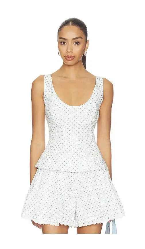 Caroline Constas Brielle Sleeveless Top - White Periwinkle