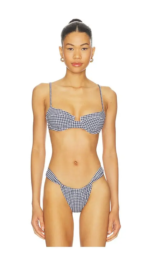 LOVERS AND FRIENDS Check Me Out Bikini Top - Blue Gingham