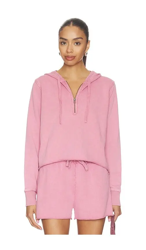 BOBI Half Zip Crop Hoodie - Faded Rose