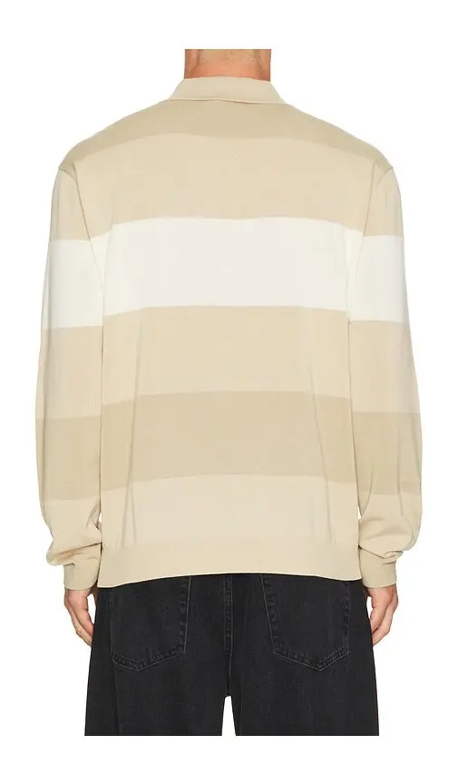 KHALHON Coastal Stripe Knit Polo Jacket In Brown