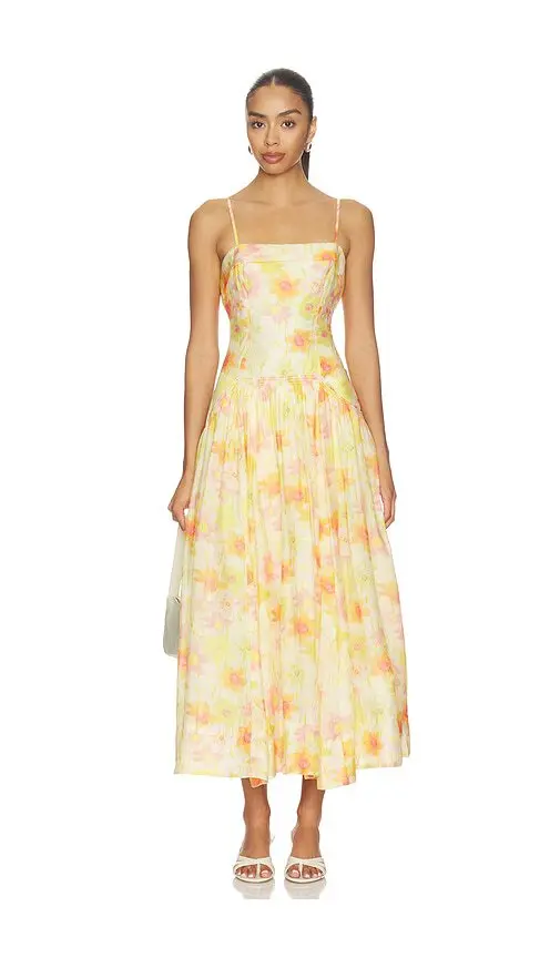 Astr The Label Ovina Floral Midi Dress - Yellow Floral