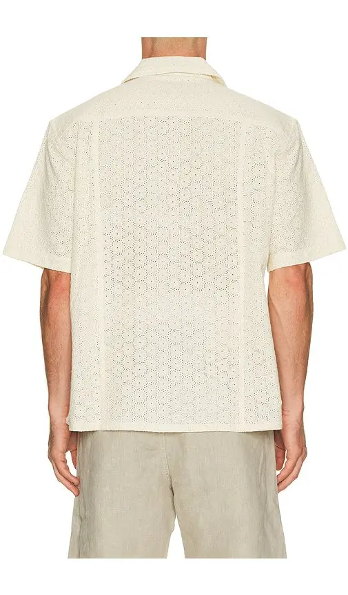 CORRIDOR Floral Eyelet Short Sleeve Shirt In Nude - Natural