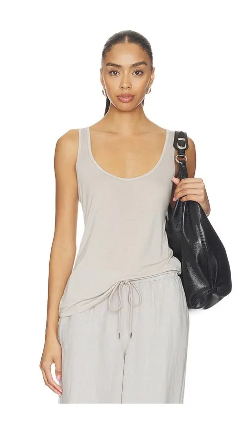 L'Agence Celia Scoop Neck Tank - Light Pewter