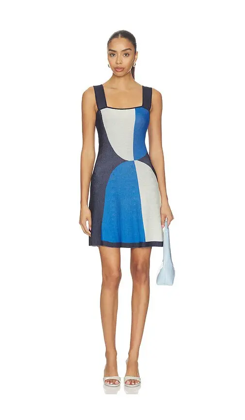 Misa Vivi Dress - Blue Geo Stripe Knit