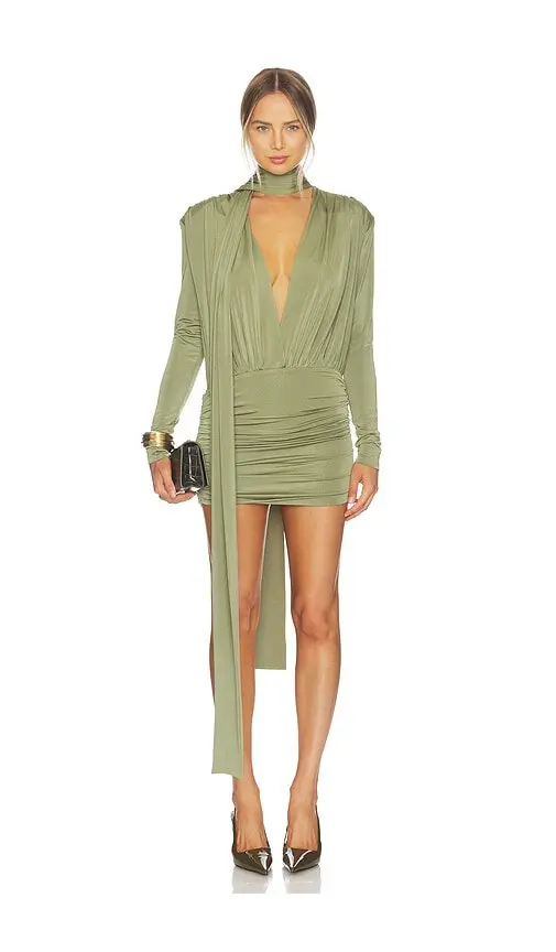 AWAVE STUDIO Mini Long Sleeve Dress - Khaki