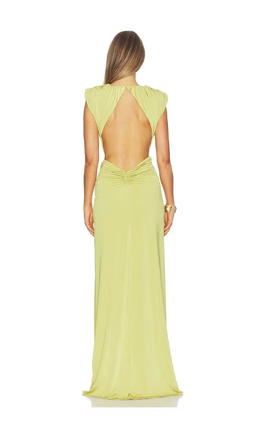 AWAVE STUDIO Halterneck Maxi Dress With Plunging V-neck And Padded Shoulders