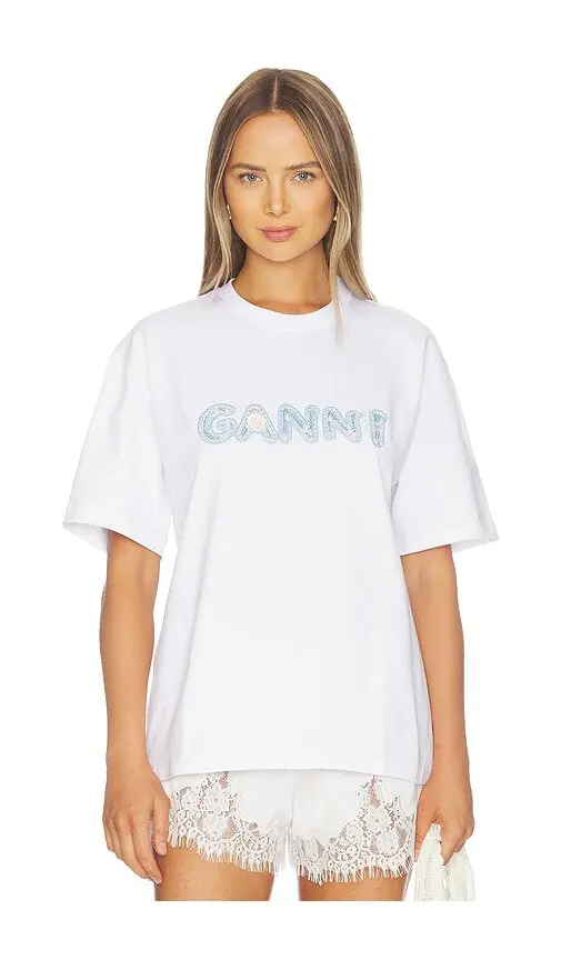 GANNI Heavy Cotton Jersey Relaxed Fit T-shirt - Bright White