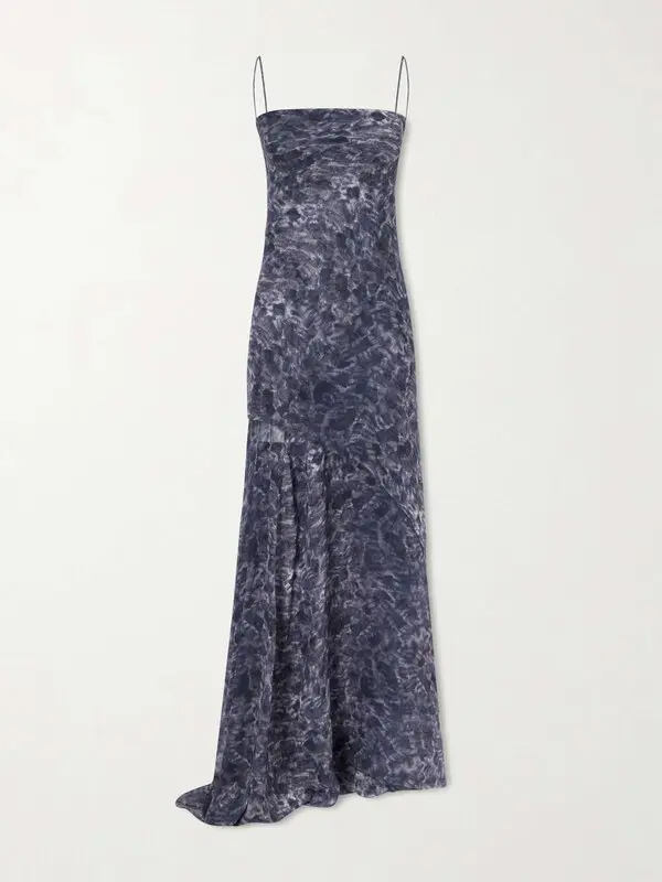 CORTANA Meena Silk-satin Maxi Dress - Navy