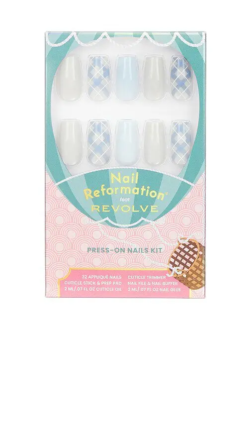 NAIL REFORMATION X Cloud Plaid Press On Nails In Baby Blue - N,a