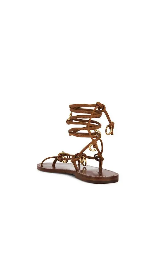 Polo Ralph Lauren Leather Ring Wrap Flat Sandals - Cuoio