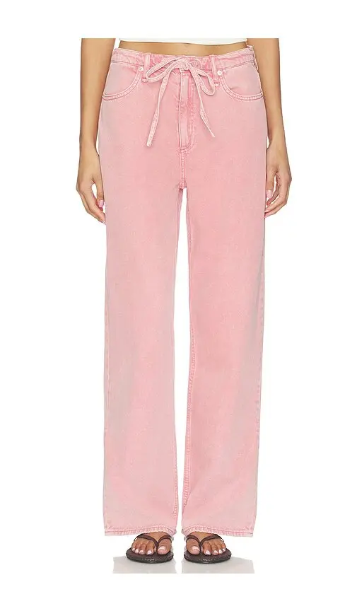 Rag & Bone Featherweight Phoebe Drawstring Wide Jeans - Rasberry