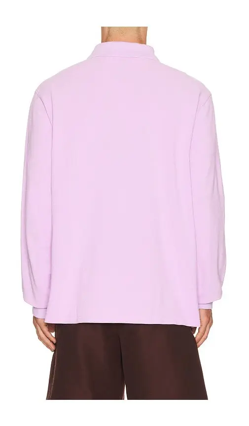 VOWELS Long Sleeve Pique Polo - Lavender
