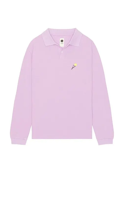 VOWELS Long Sleeve Pique Polo - Lavender