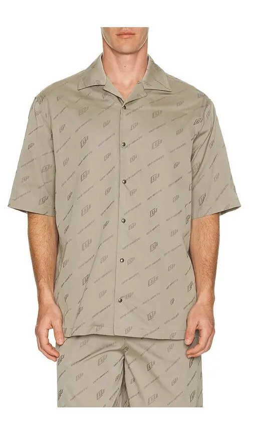 Off-White Jacquard Bowling Shirt In Neutral - Stone