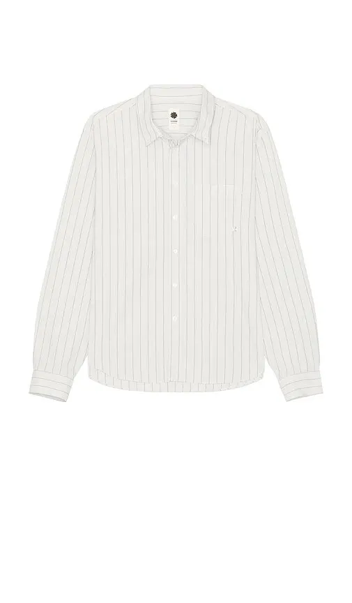 VOWELS Long Sleeve Striped Button Down Shirt - Grey