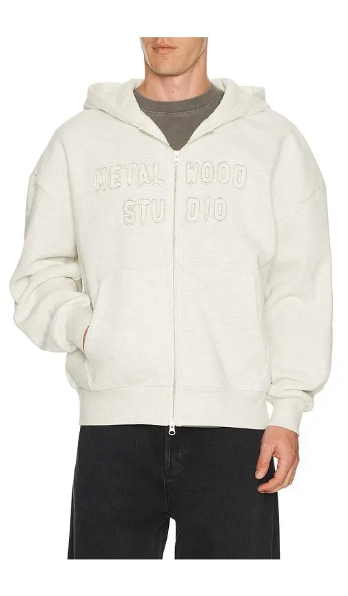 METALWOOD STUDIO Cutie Zip Hooded Sweatshirt In Light Grey - Heather Grey