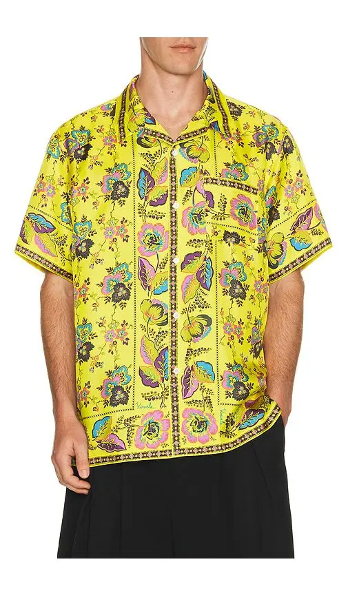 VOWELS Short Sleeve Silk Shirt - Yellow