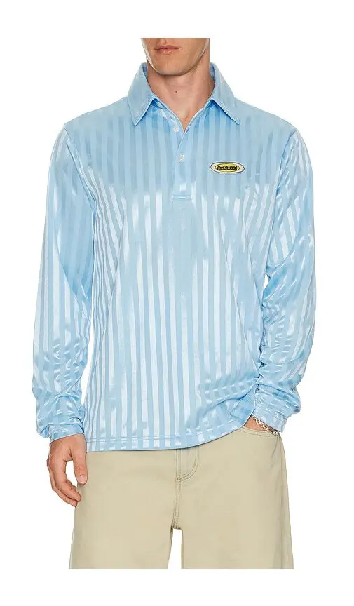 METALWOOD STUDIO Longsleeve Player Polo In Baby Blue - Sky