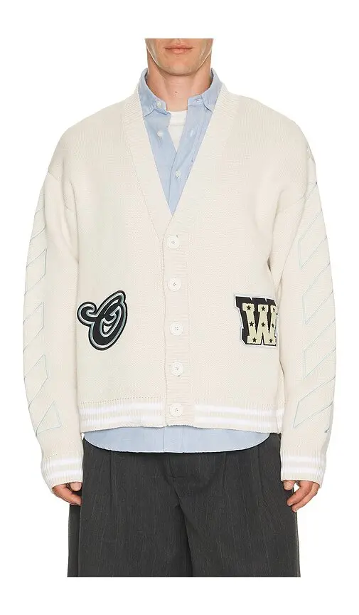 Off-White Star Logo Varsity Knit Cardigan - Cream
