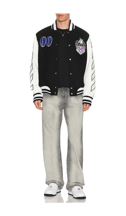 Off-White Royal Jewels Wool Varsity Jacket - Black