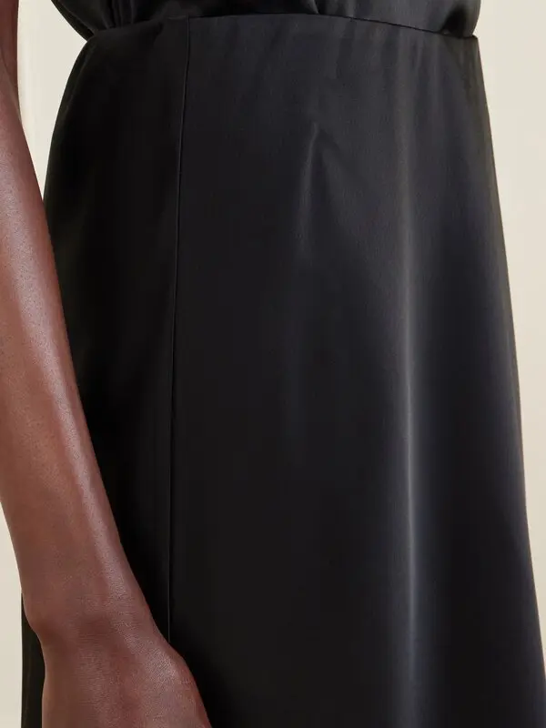 LESET Barb Satin Midi Skirt - Black
