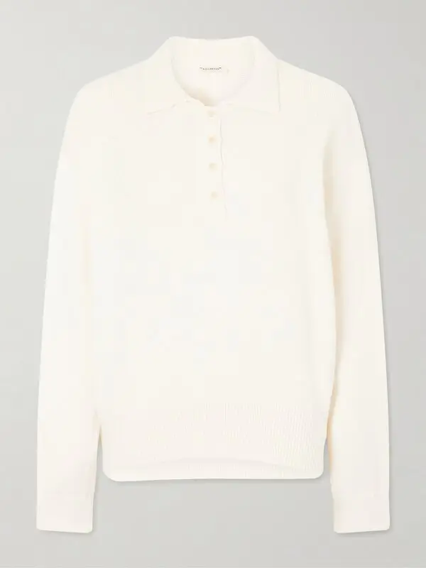 KALLMEYER Chessy Cotton And Wool-blend Polo Sweater - Neutrals