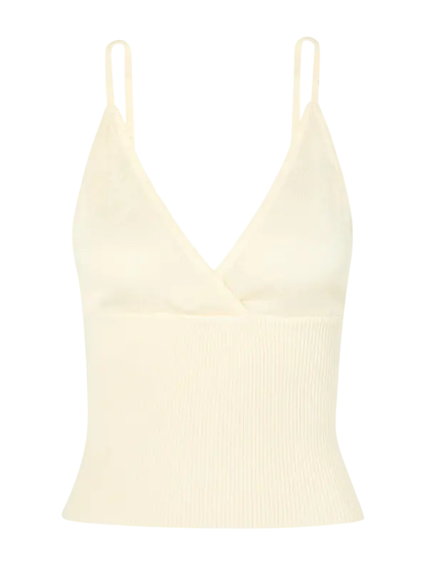 DEIJI STUDIOS Cross Panel Ribbed Linen Cropped Top - Neutrals