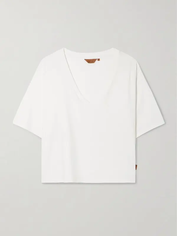 JAMIE HALLER Oversized Cotton-jersey V-neck T-shirt - White