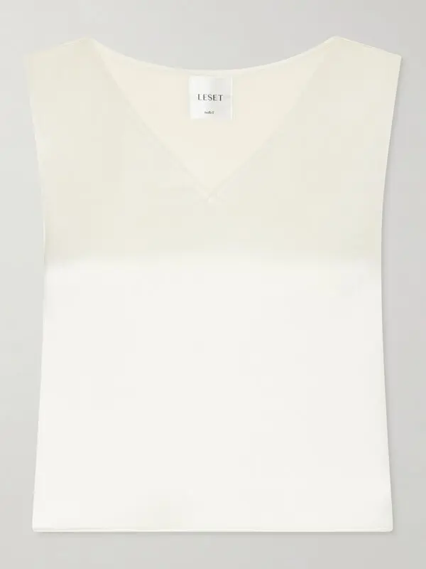 LESET Barb Satin Tank Top - Neutrals