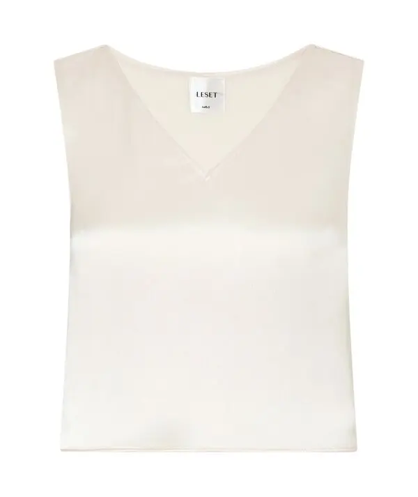 LESET Barb Satin Tank Top - Neutrals