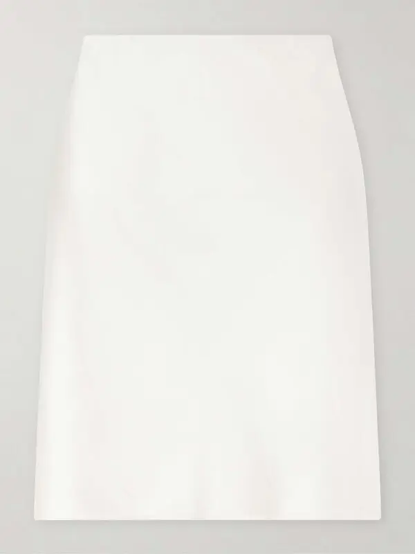 LESET Barb Satin Midi Skirt - Cream