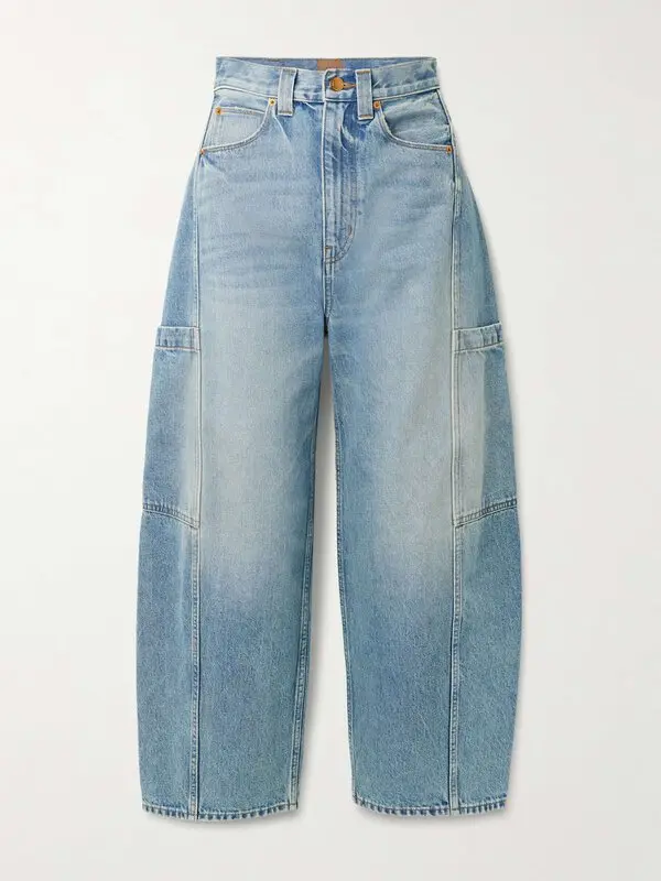 JAMIE HALLER The Crop Painter Cropped Mid-rise Wide-leg Jeans - Mid Denim