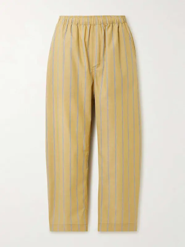 JAMIE HALLER The Boxer Striped Cotton-poplin Barrel-leg Pants - Gold