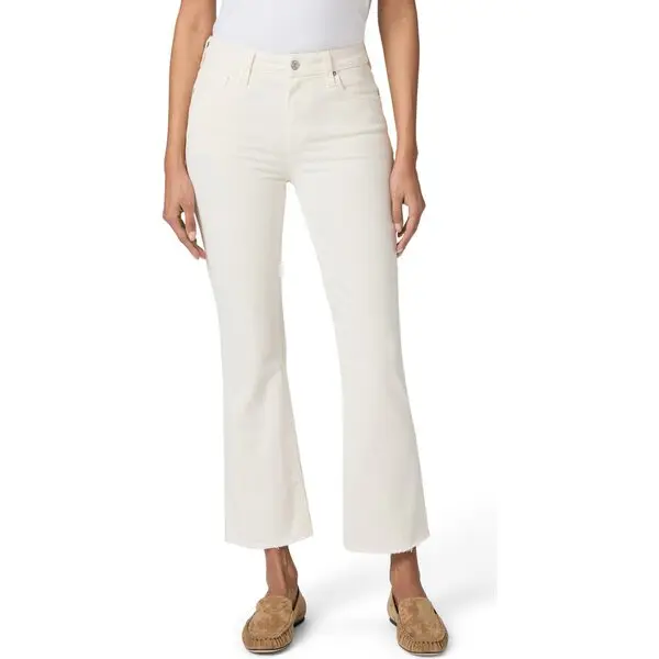 Paige Mason Raw Hem Ankle Straight Leg Jeans - Cream Cloud