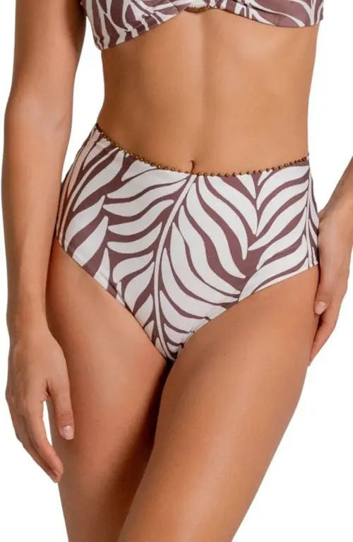 Cosita Linda Bead Trim Tie Back High-waist Bikini Bottom - Vanilla Custard